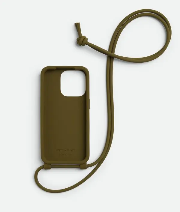 Bottega Veneta Iphone 15 Pro Case With Strap - Olive Oil